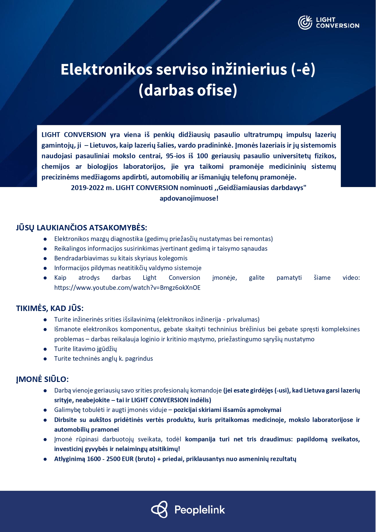 Vacancy - Elektronikos serviso inžinierius (-ė) (darbas ofise), People ...